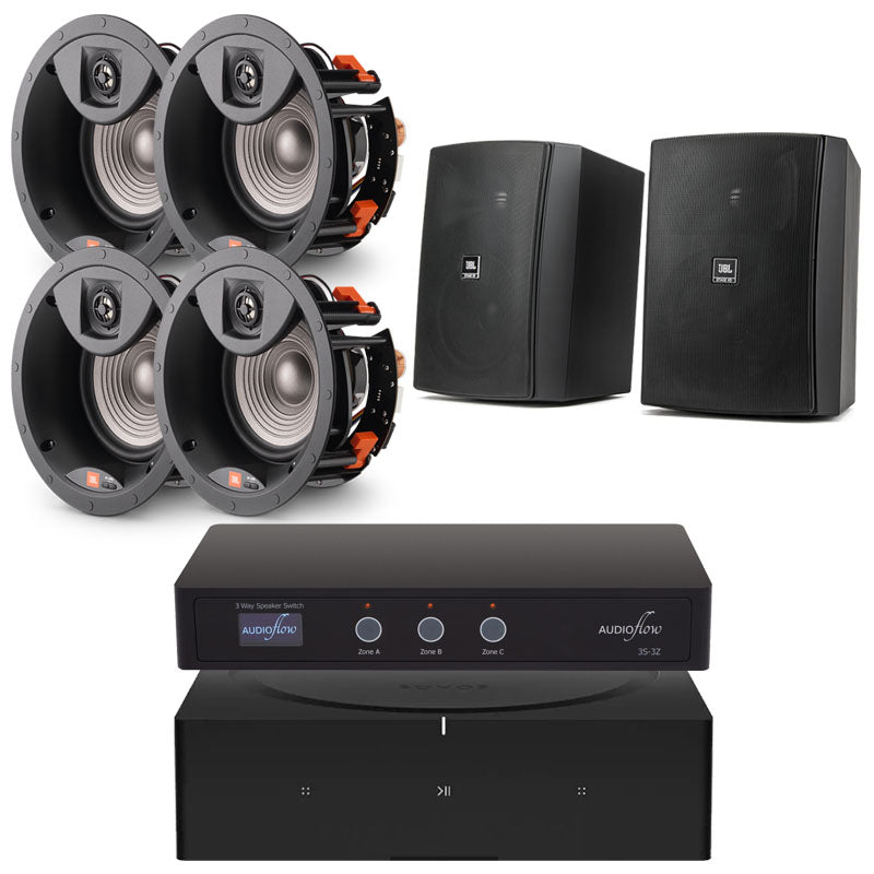 Sonos Amp & JBL Studio 2 6IC / XD-6 2/3-Zone In-Ceiling + Outdoor Pack – Ceiling Speakers