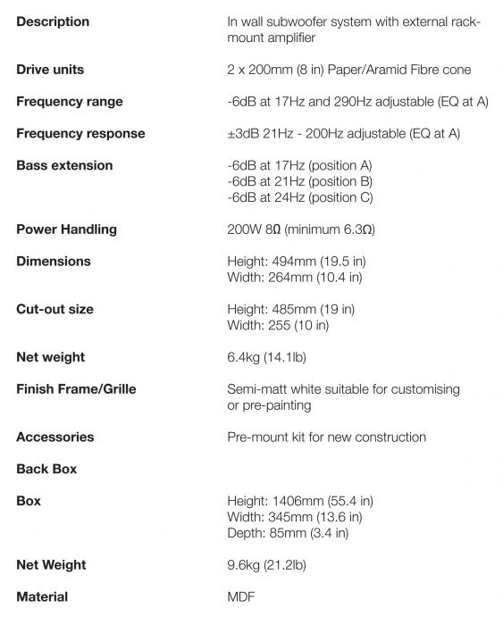 B&W ISW-4 In-Wall Subwoofer (Each)